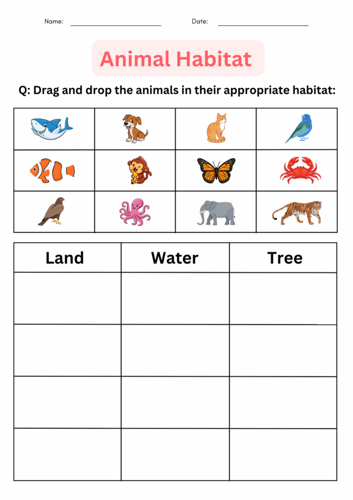 Animal Habitats Worksheets - Design Printable