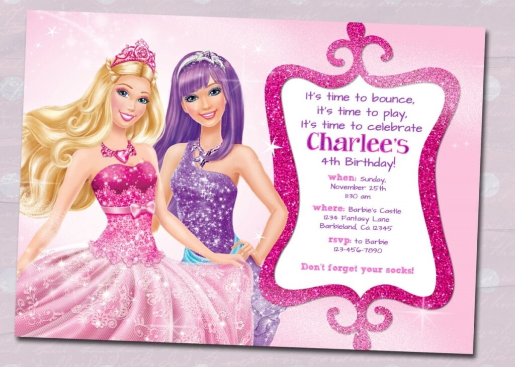 Barbie Theme Invitation Template - Design Printable