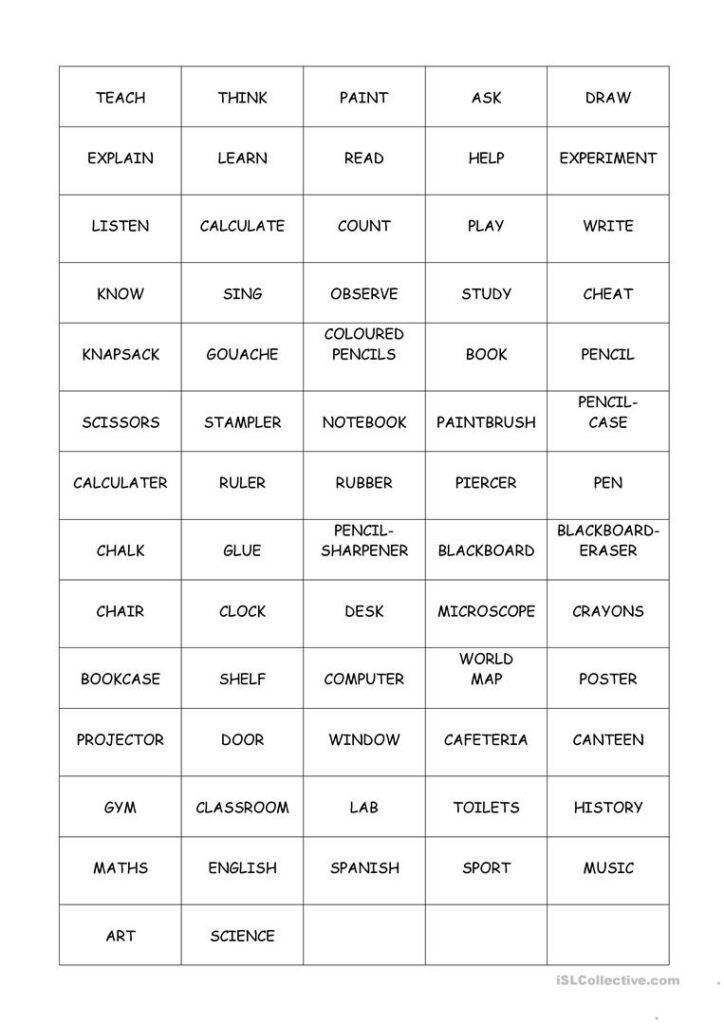 Pictionary Words Printable Cards - Design Printable