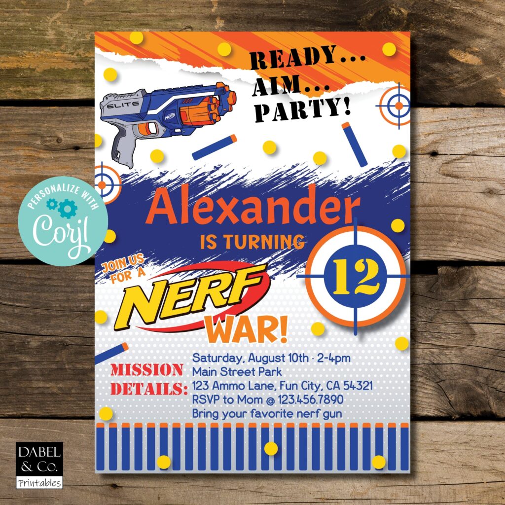 Nerf Printable Birthday Cards - Design Printable