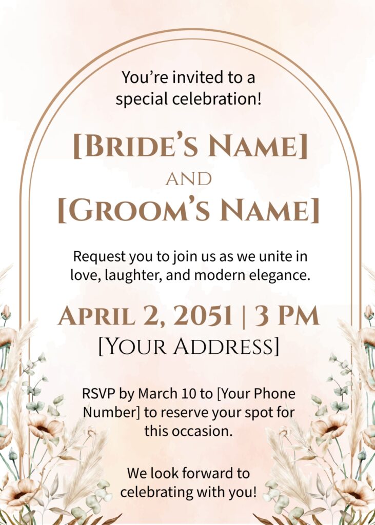 Arch Wedding Invitation Template - Design Printable